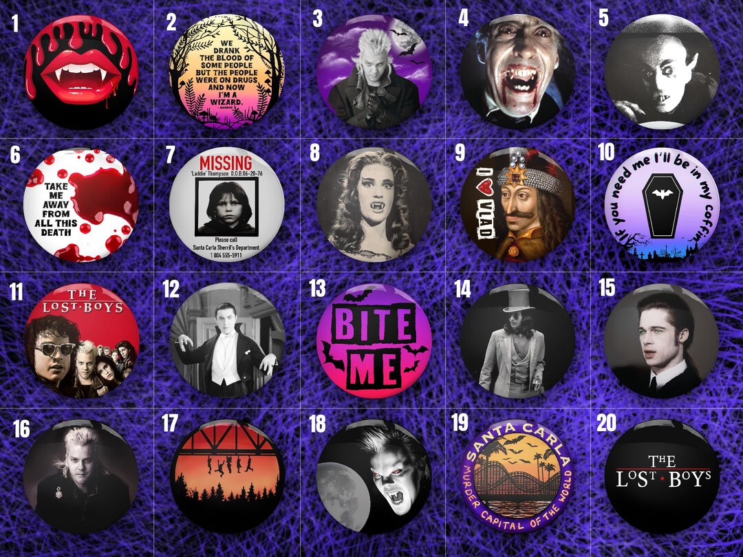 Vampire Pin Badges | Quotes | 40 to Choose From | Gothic Gift Idea ...