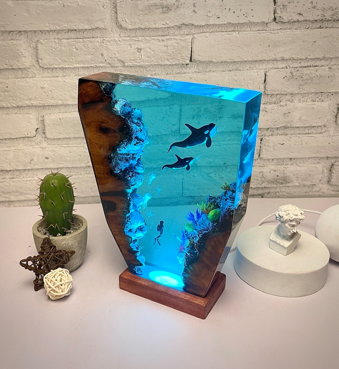 Daddy/mother Orca Whale and Baby Orca Whale Lamp,killer Whale Resin ...