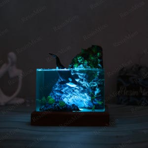Orca Whale and Diver Resin Lamp, Killer Whale Night Light,epoxy Resin ...