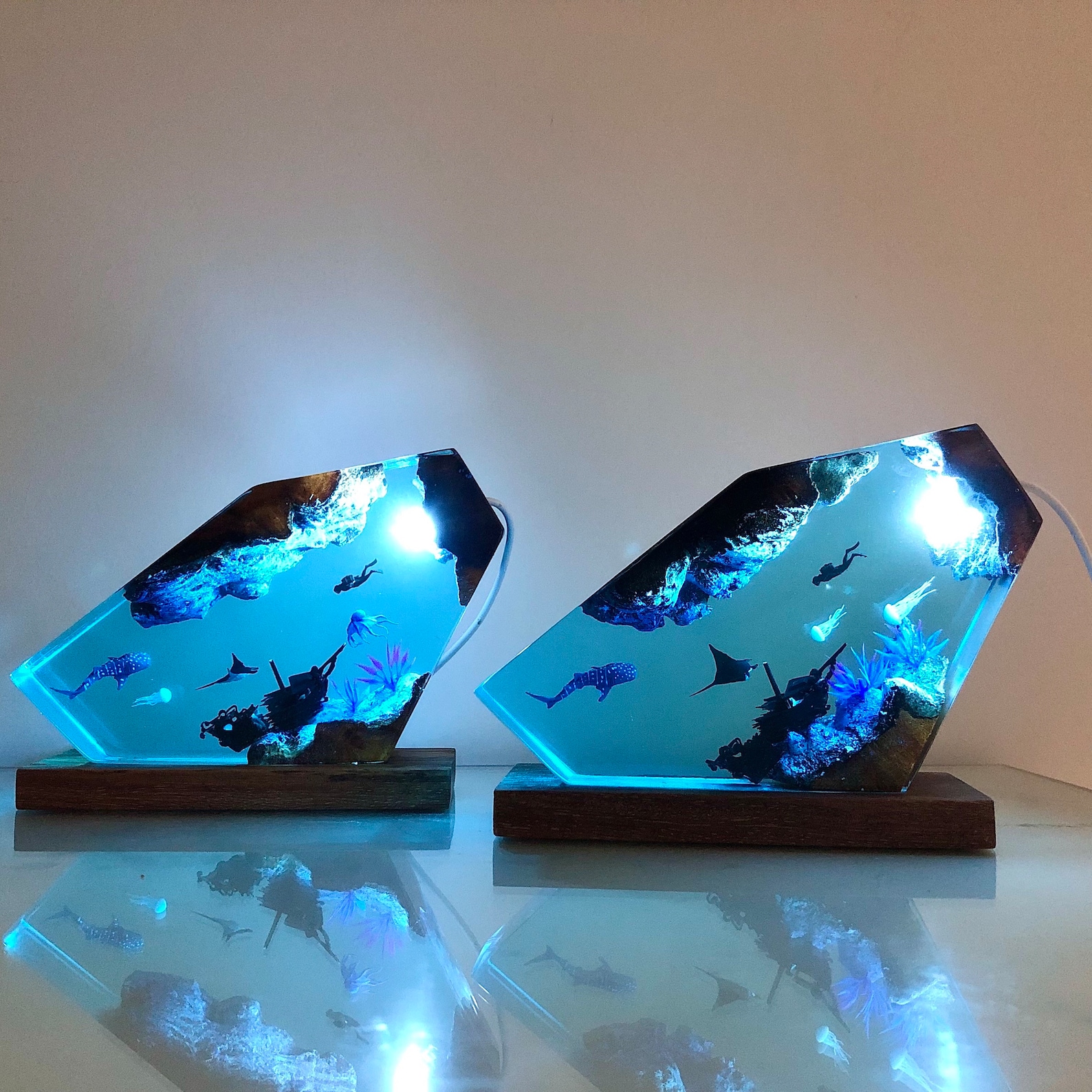 Whale Shark and Octopus Night Light Epoxy Resin Wood Rustic - Etsy