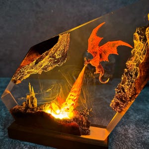 Fire Dragon Resin Lamp, Dragon Legend, Dragon Figures, Dragon Lamp for ...