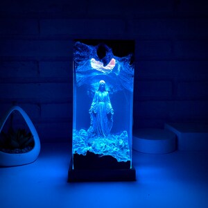 Blessed Mother Resin Wood Lamp,virgin Mary, Christian Art,christian ...