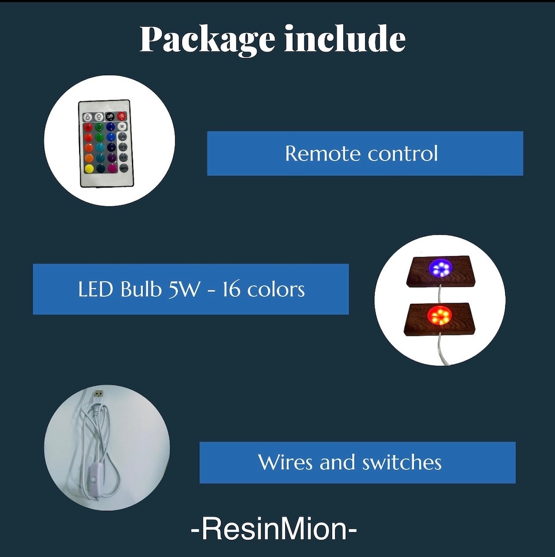Remote Control RGB LED Lights via Remote for Resin Night Lights,wires ...