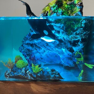 Orca Whale and Diver Resin Lamp, Killer Whale Night Light,epoxy Resin ...