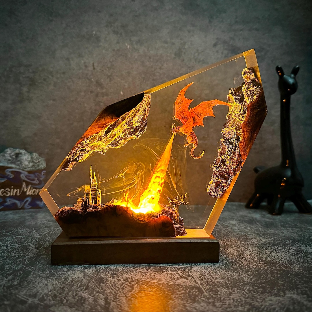 Fire Dragon Resin Lamp, Dragon Legend, Dragon Figures, Dragon Lamp for ...