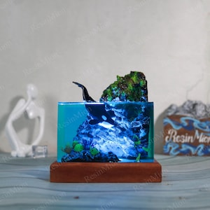 Orca Whale and Diver Resin Lamp, Killer Whale Night Light,epoxy Resin ...
