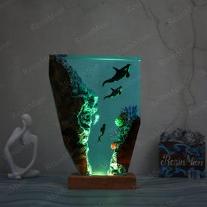 Daddy/mother Orca Whale and Baby Orca Whale Lamp,killer Whale Resin ...