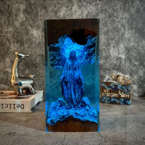 Blessed Mother Resin Wood Lamp,virgin Mary, Christian Art,christian ...