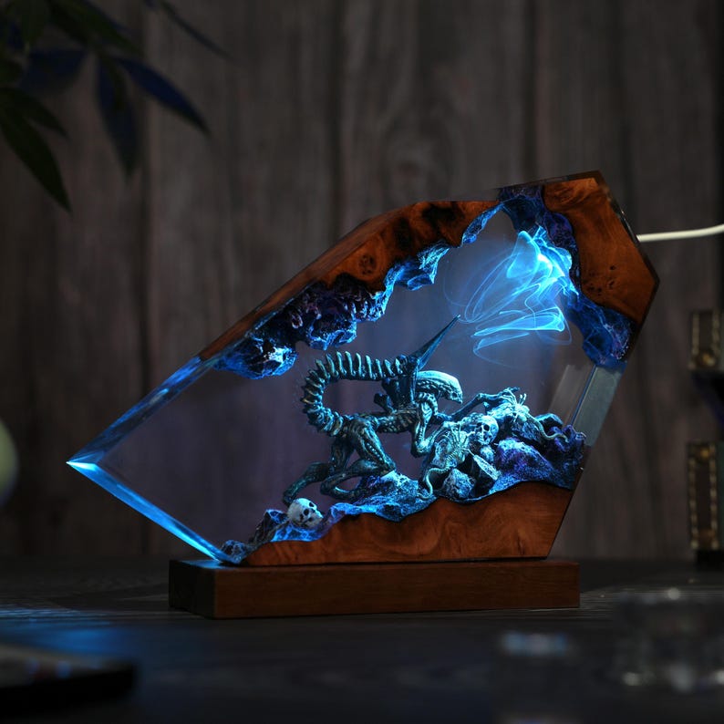 Alien Epoxy Lamp Space Monster Resin Lamp Galaxy Terrarium Personalized ...