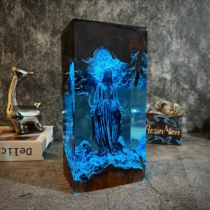 Blessed Mother Resin Wood Lamp,virgin Mary, Christian Art,christian ...