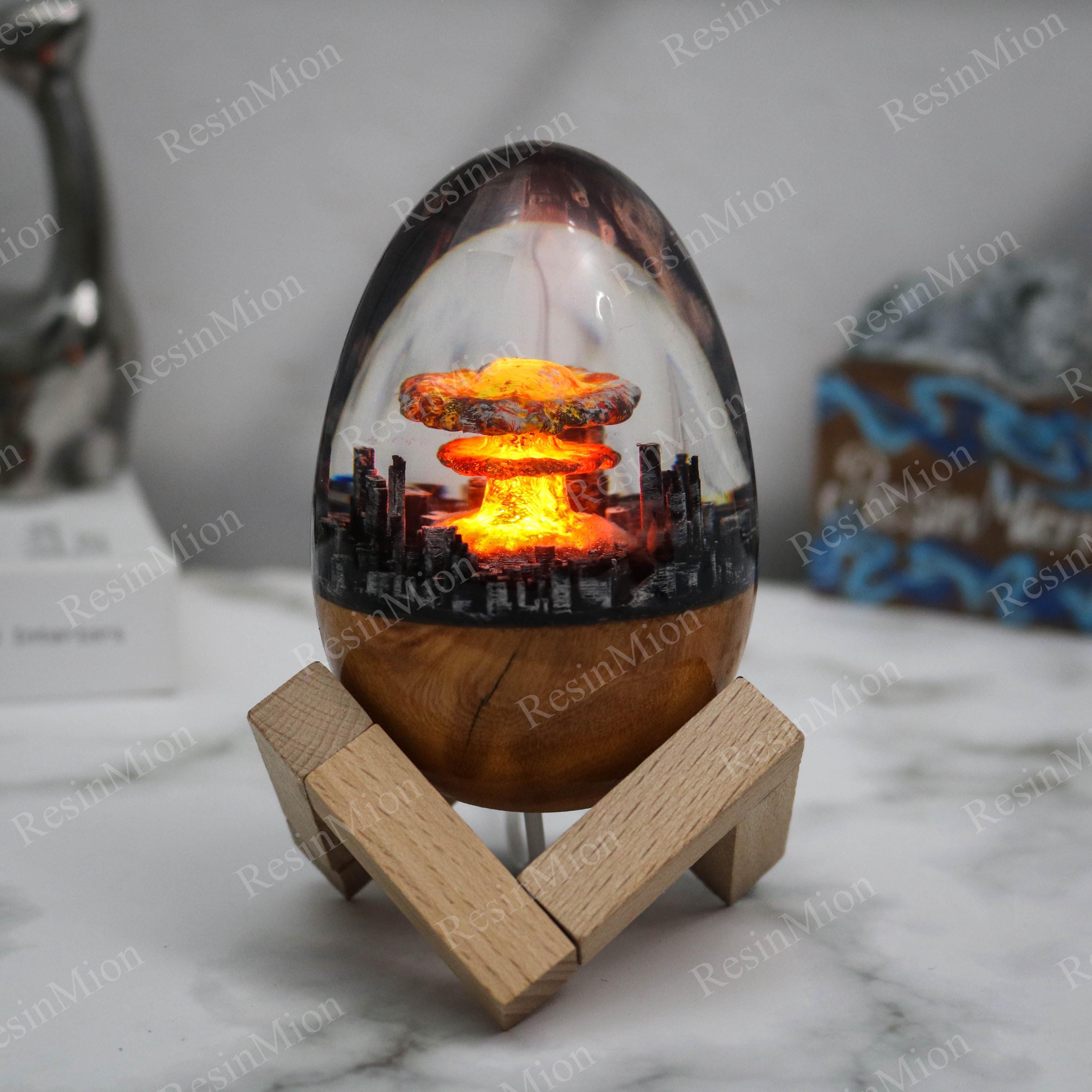 Resin Diorama, Atomic Bomb Resin Night Light,explosion Resin Diorama ...