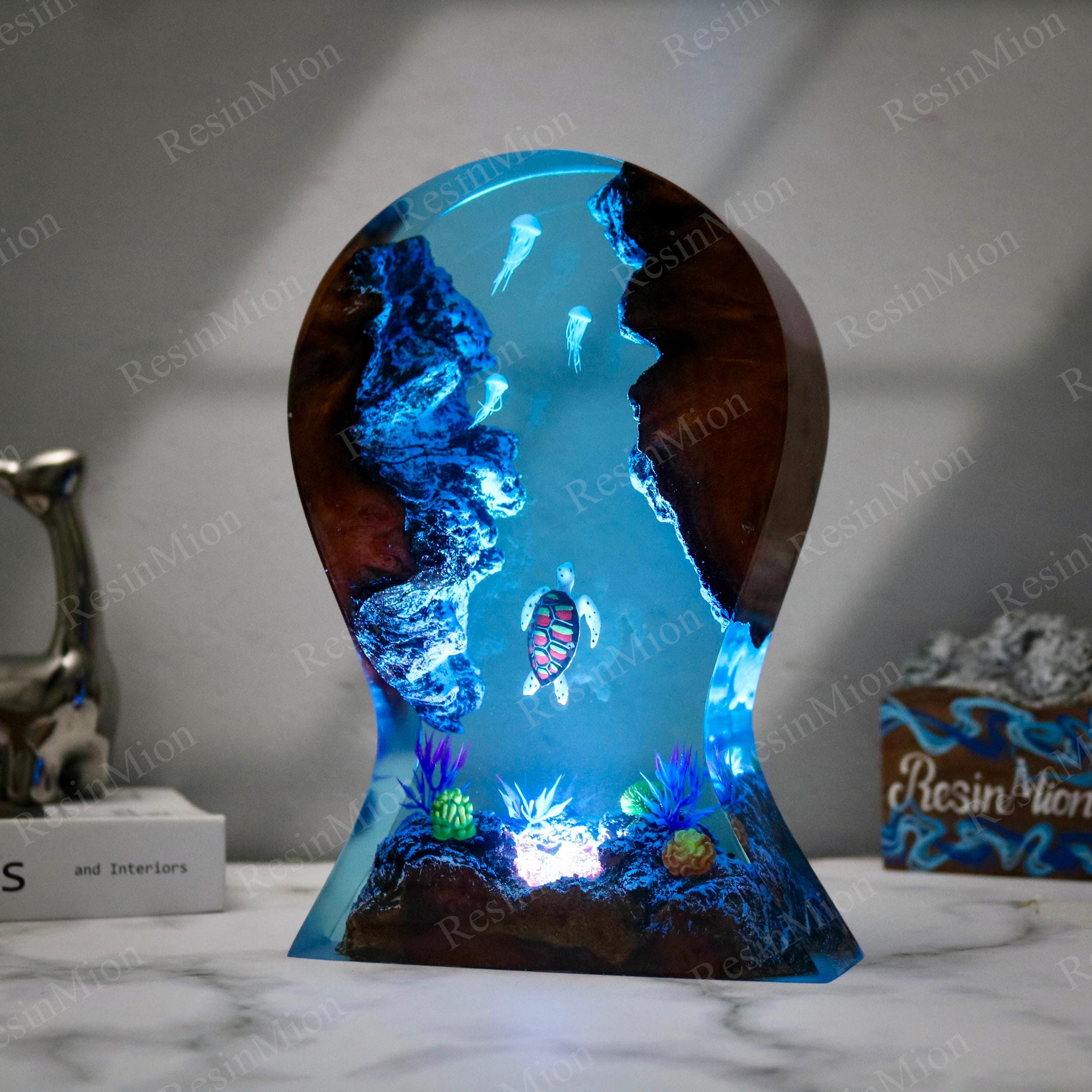Epoxy Resin Lamp,whale Shark and Divers Headphone Stand,resin Art Lamp ...