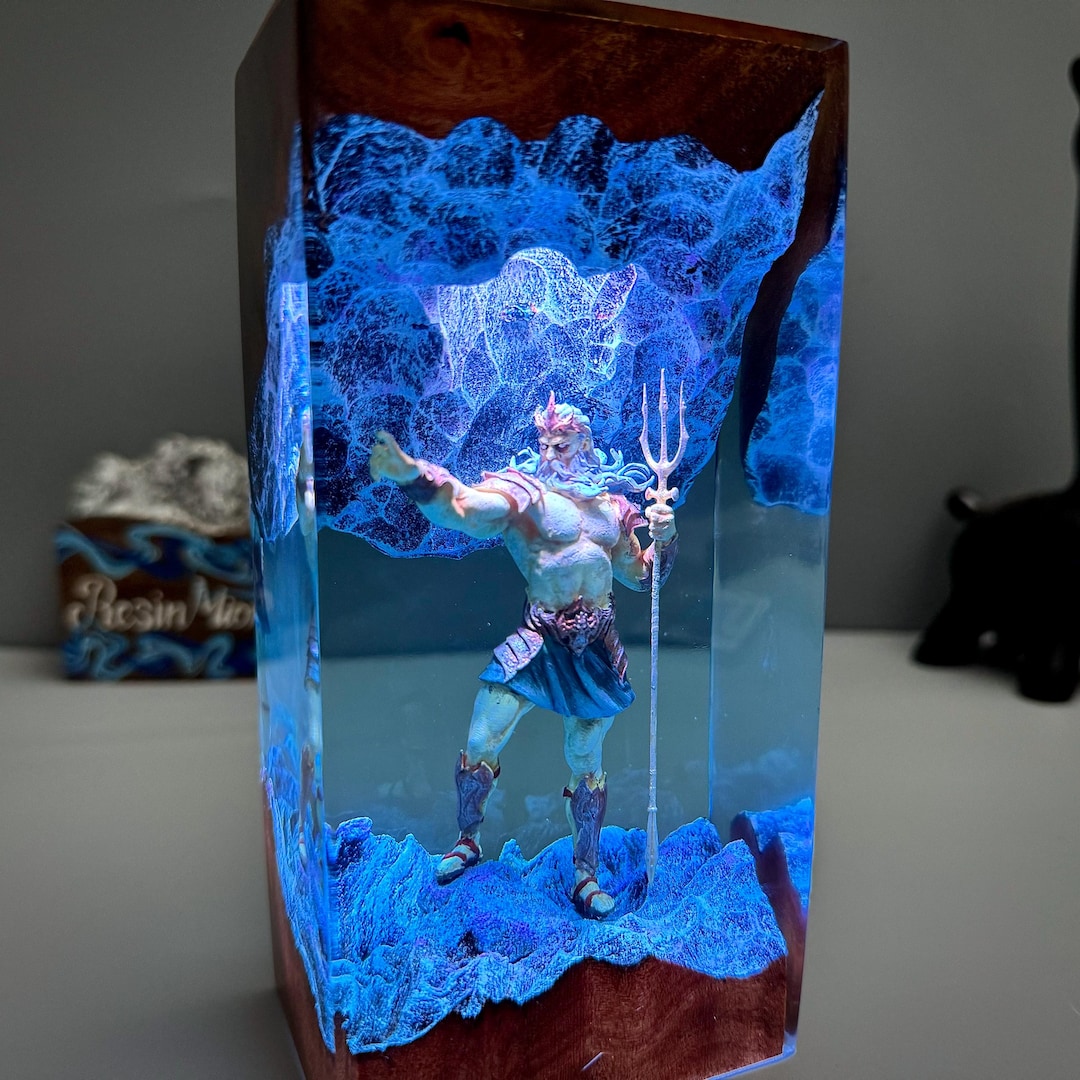Poseidon Resin Lamp, Ancient Greek Mythology, God of the Sea, Easter ...