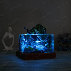Orca Whale and Diver Resin Lamp, Killer Whale Night Light,epoxy Resin ...
