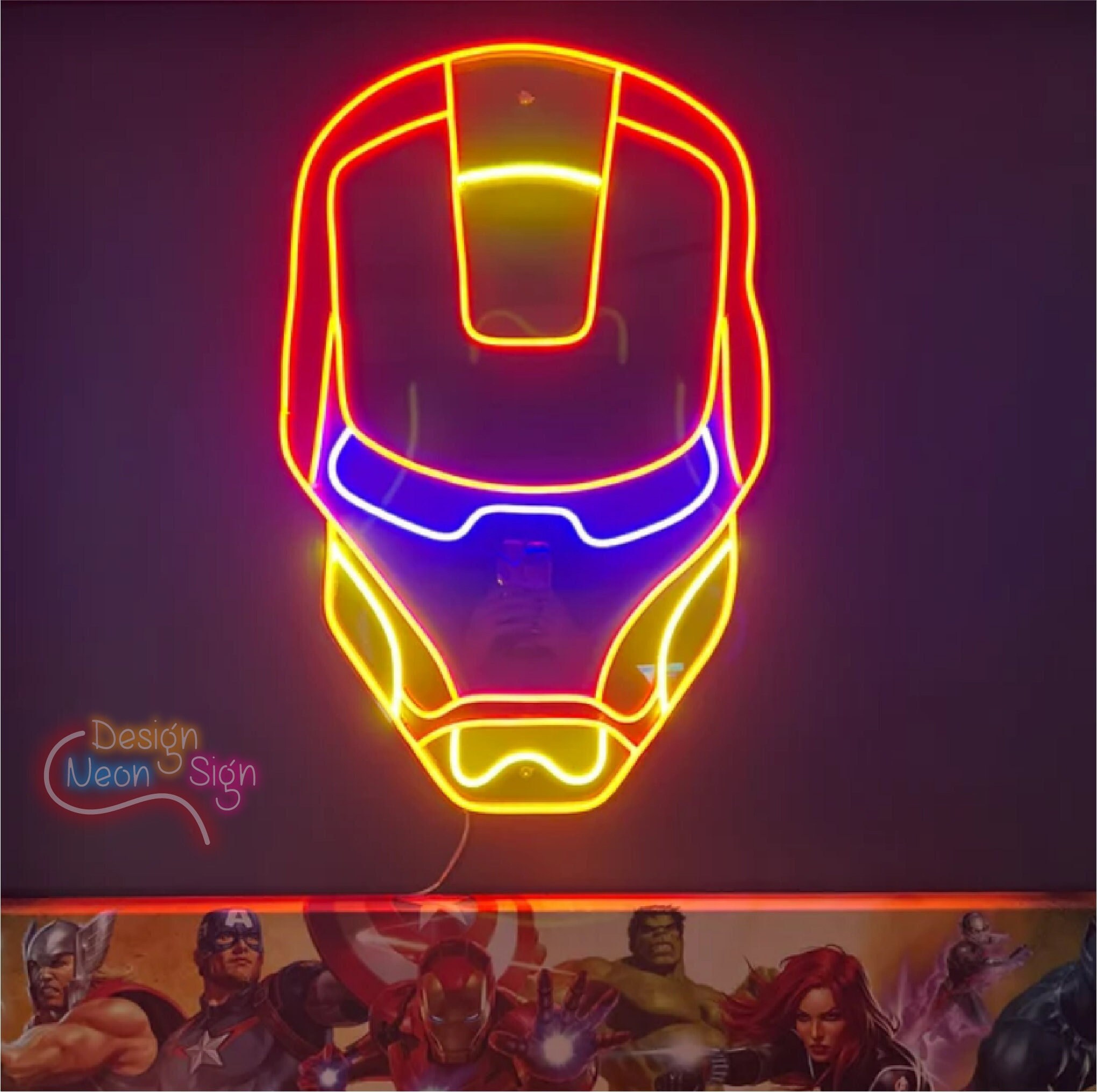 Iron Man Neon Sign Iron Man Face Led Neon Sign/ Iron Man - Etsy