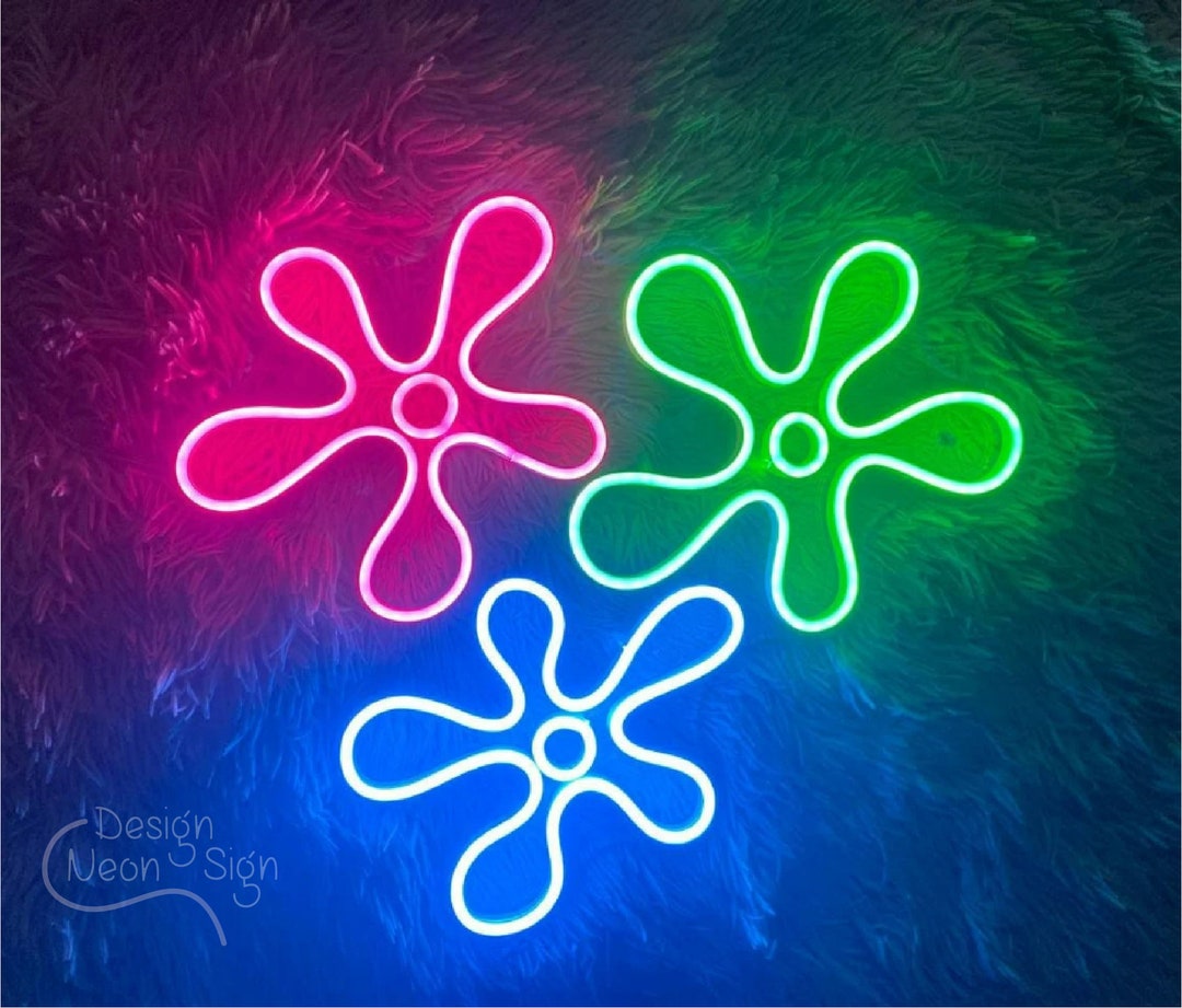 Popping Flowers Neon Sign Spongebob Flower Neon Sign Led - Etsy