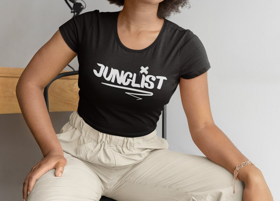 Black JUNGLIST Graffiti Y2K Aesthetic Slogan Baby Tee 2000s Era Ladies ...
