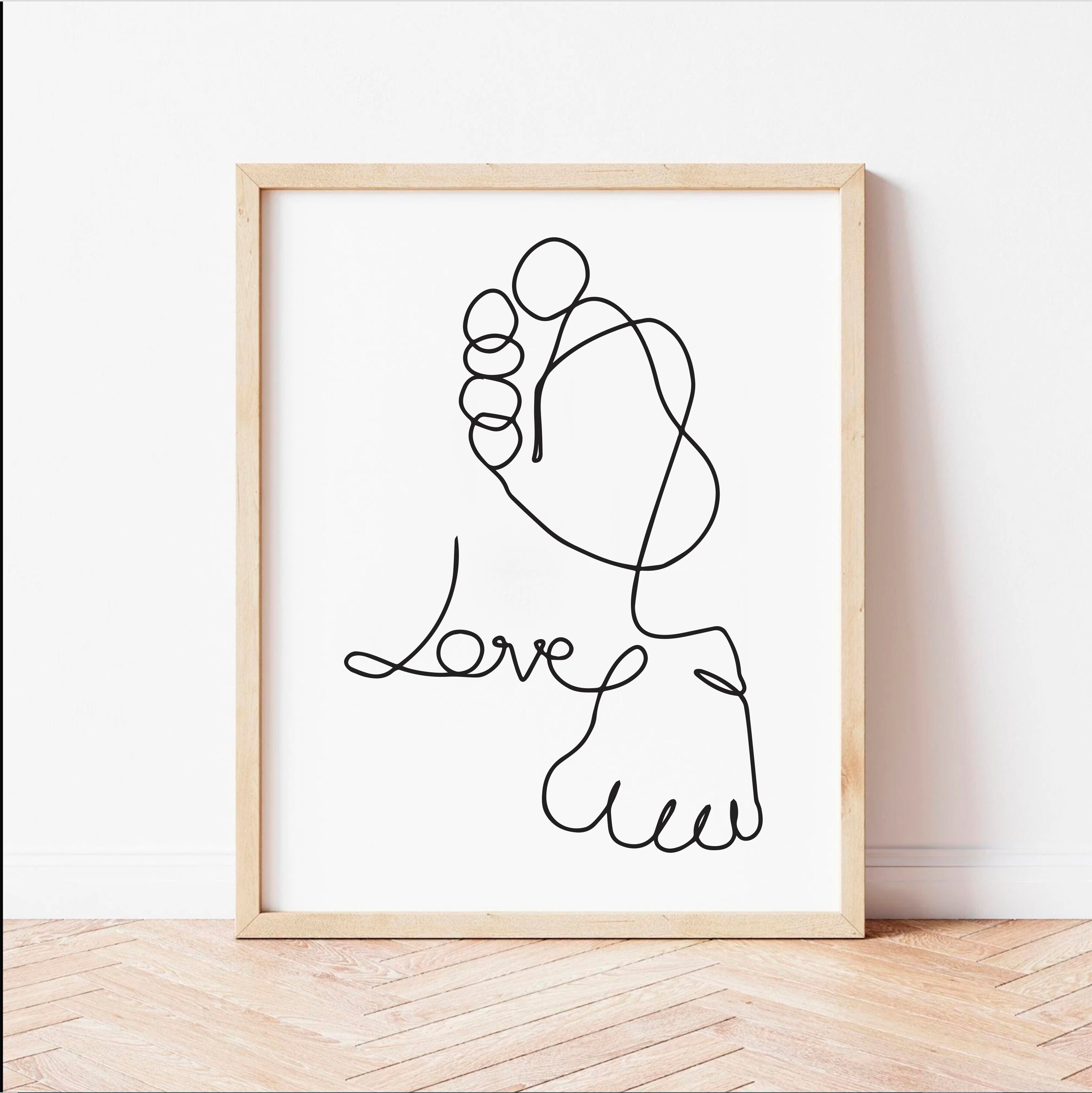 Line Art Print, Baby Feet Line Art, One Line Art, Minimalist Line Art ...