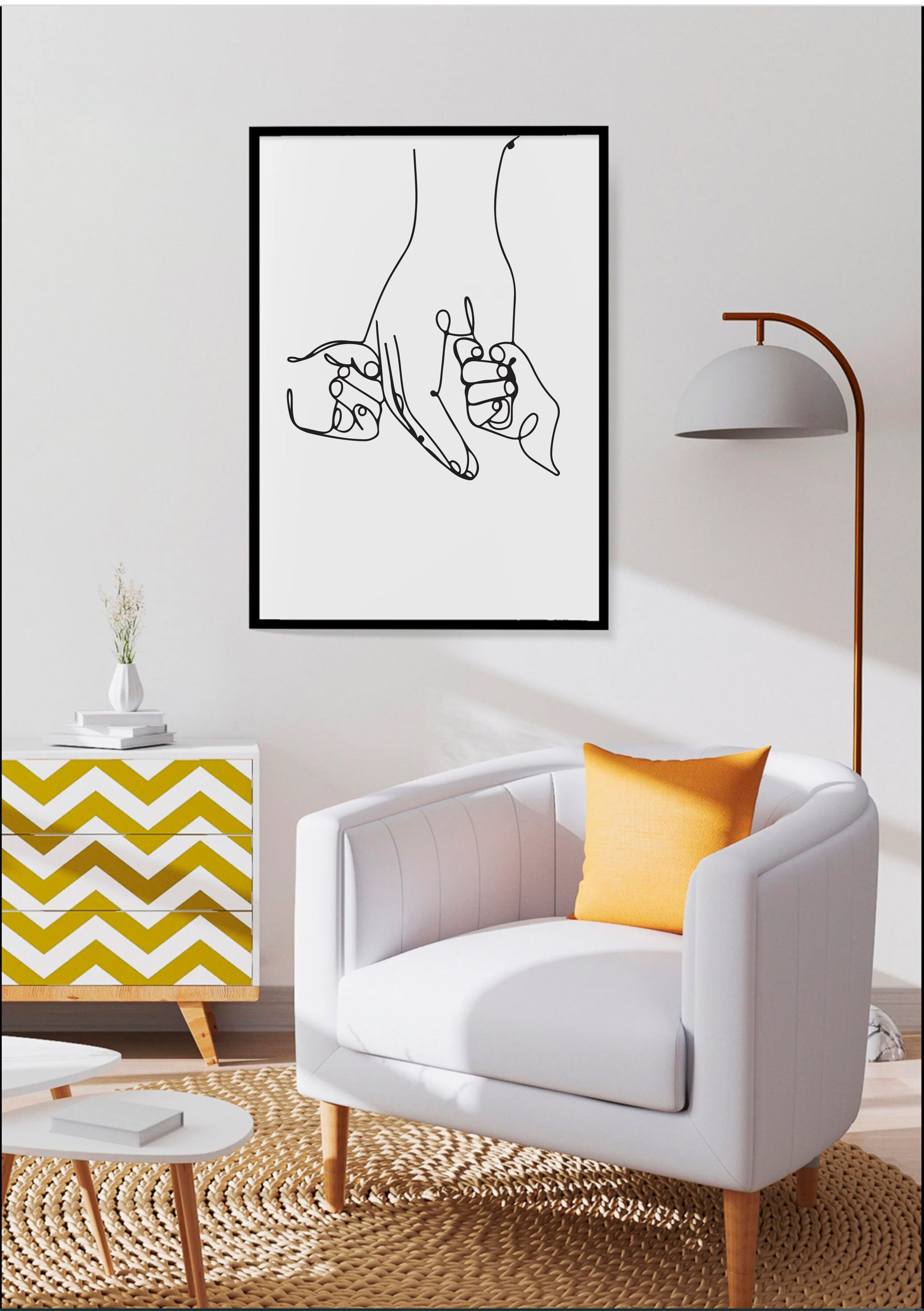 Line Art Print, Two Kids Holding Father's Hand Line Art, Dad Holding ...