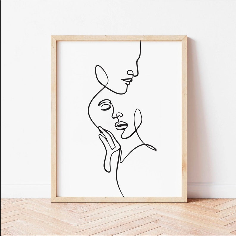 Couple Line Art Print, Abstract Line Art, Minimalist Line Art ...