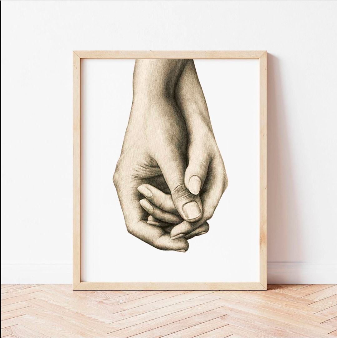 Holding Hands Wall Art, Holding Hands Line Art, Holding Hands Print ...