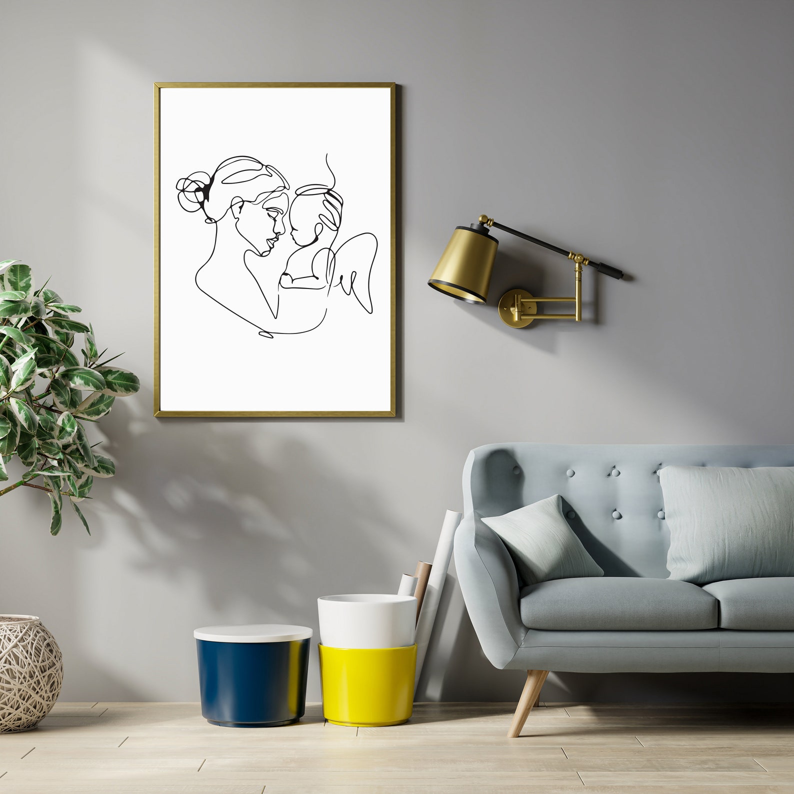 Line Art Print, Mom and Angel Baby Line Art, Baby Memorial Gift, Mother ...