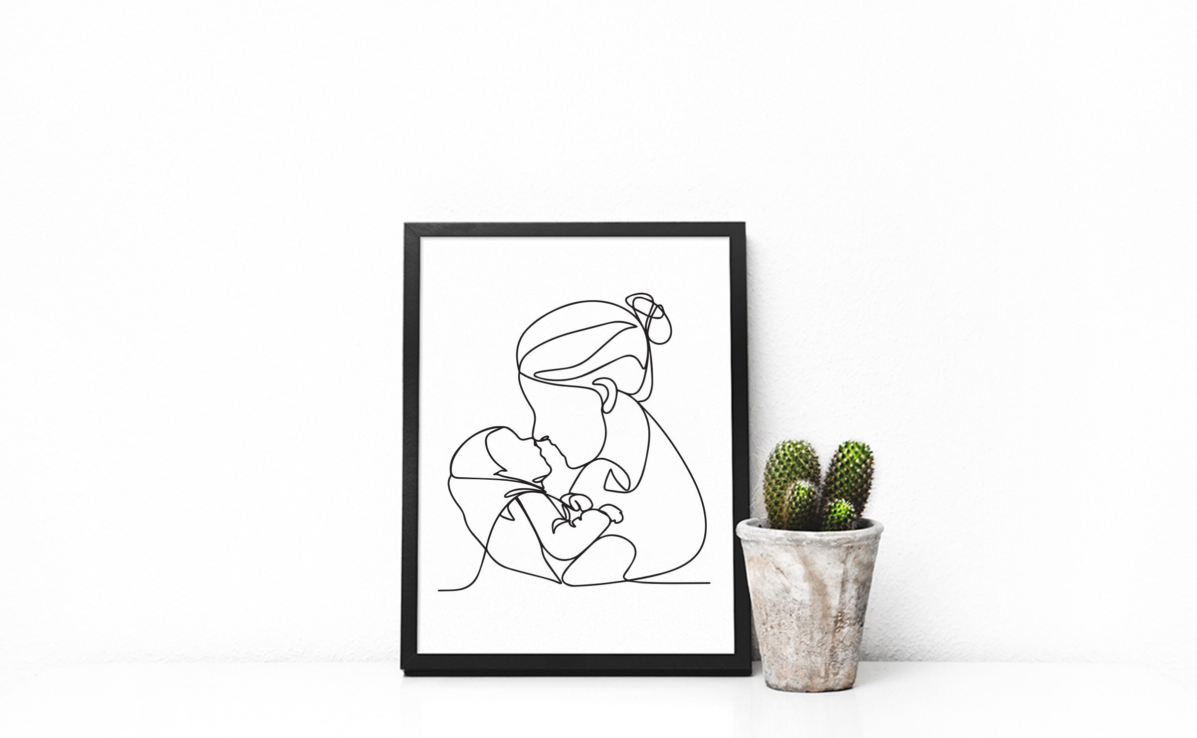 Mom and Baby Line Art Line Art Print Mom Gift New Mom - Etsy