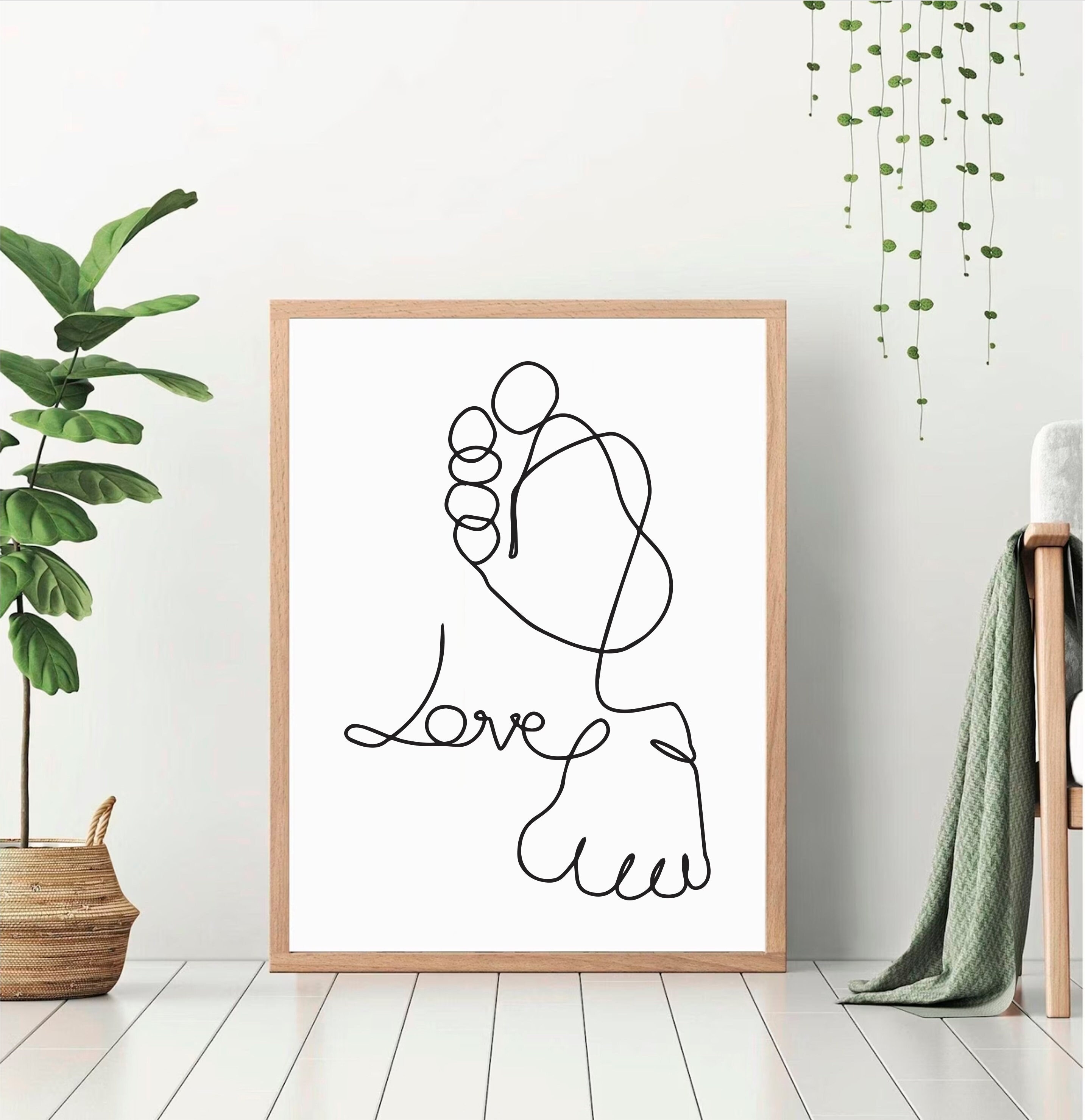 Line Art Print, Baby Feet Line Art, One Line Art, Minimalist Line Art ...