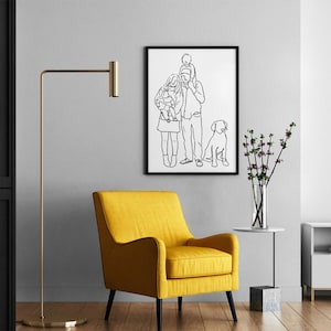 Family Line Art, Minimalist Illustration, Family Portrait, Printable ...