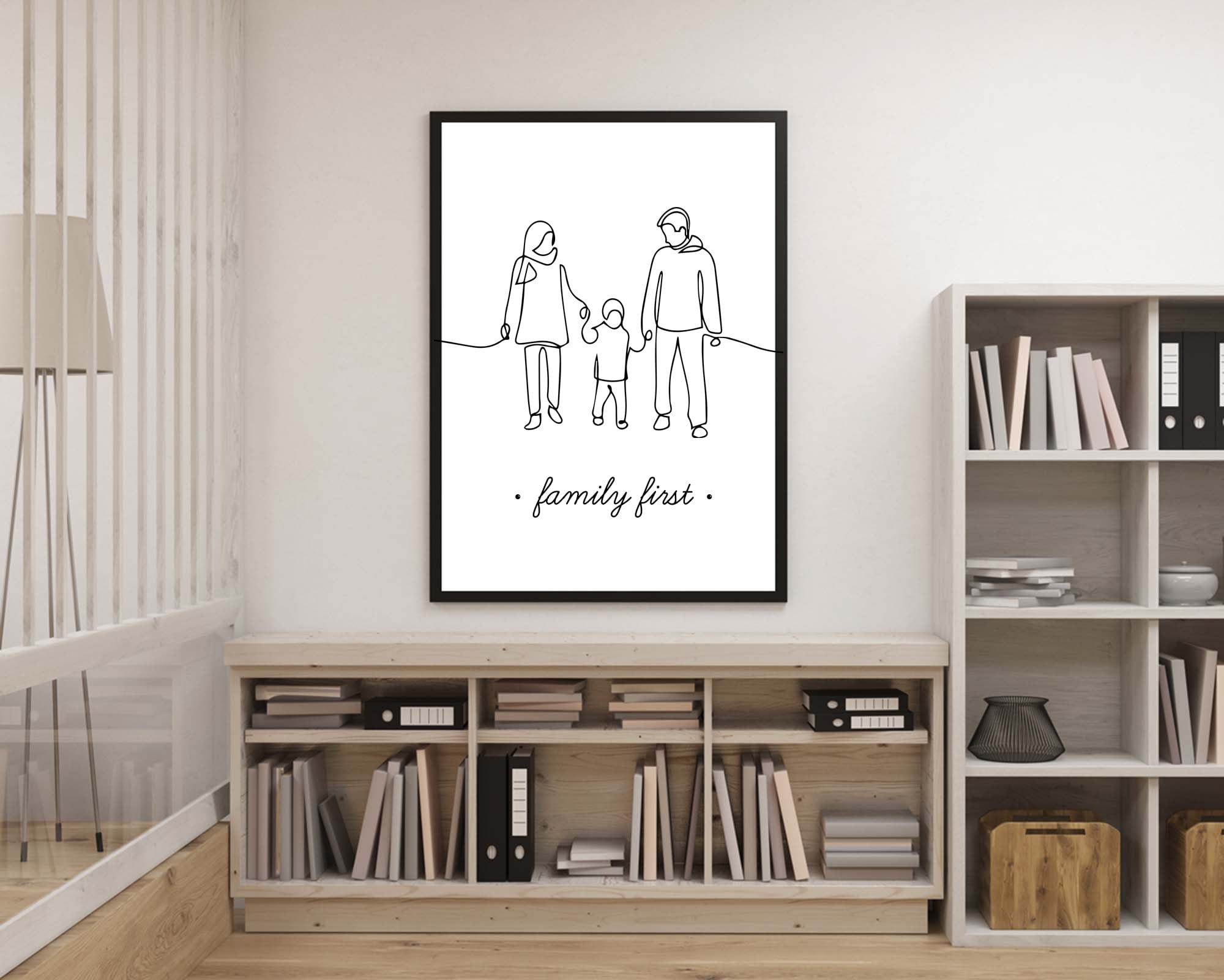 Line Art Print, Family Line Art, Mom Dad and Child Art Print, Family ...