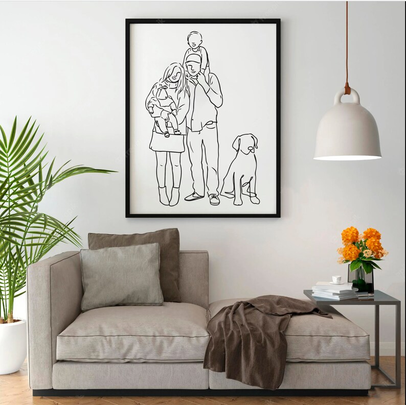 Family Line Art, Minimalist Illustration, Family Portrait, Printable ...