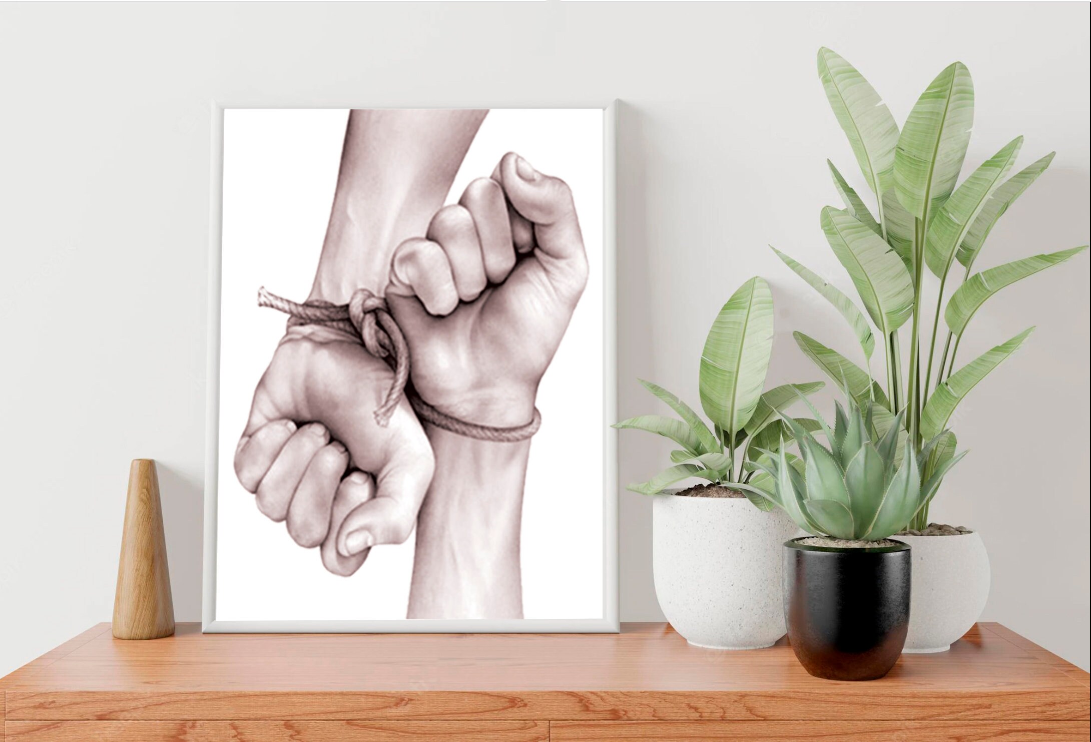 Holding Hands Wall Art, Tied Hands Print, Line Drawing Print, Hands ...