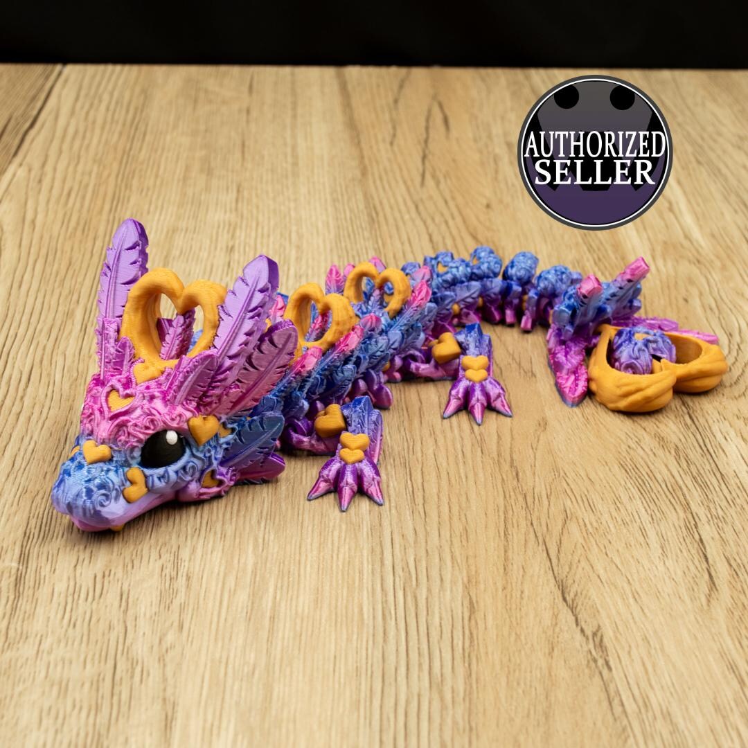 Purple Heart Baby Dragon | 3D Printed Articulated Model | Valentine's ...
