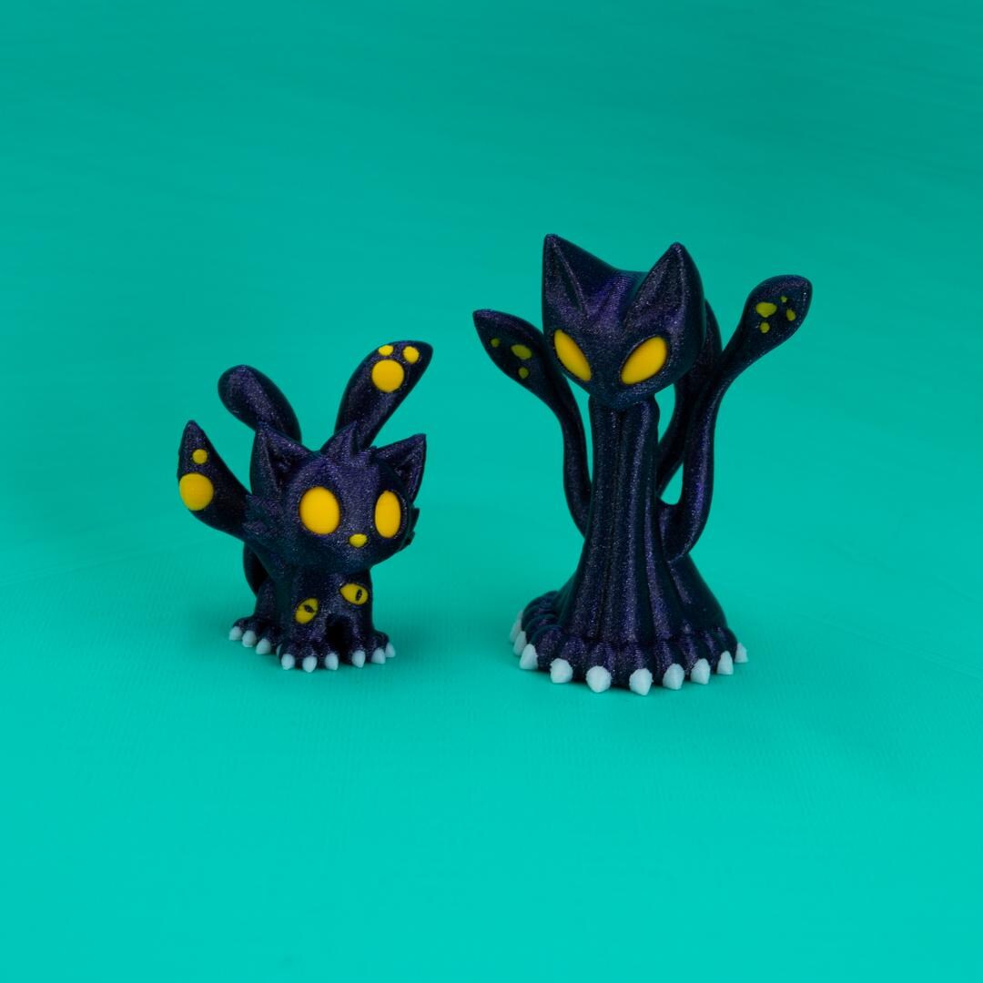 Void Cats Miniature | 3D Printed Fantasy Creature Duo for Tabletop ...