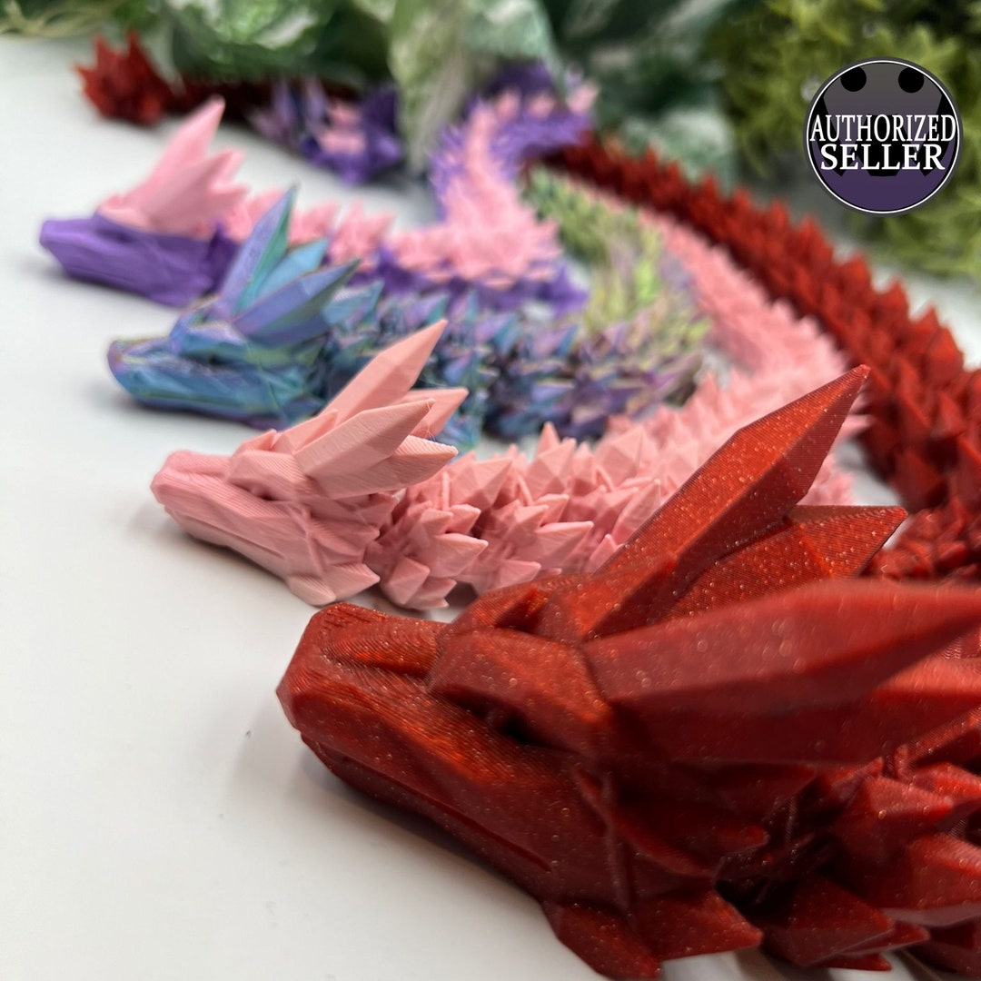 Enchanting Articulated Crystal Gem Dragon 3D Printed Fidget Dual Tone ...