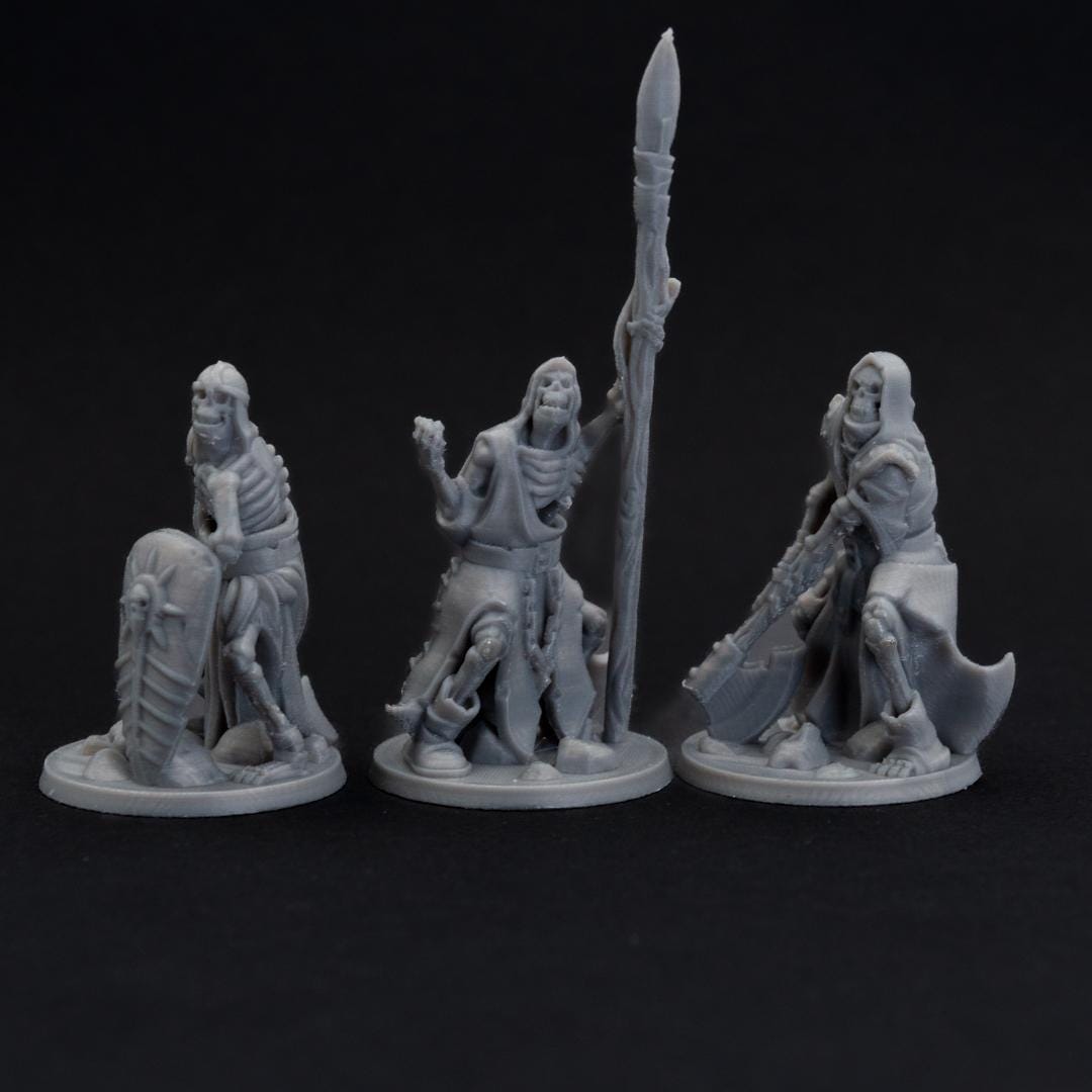 Skeleton Warrior Miniatures Set | 25mm Base | FDM 3D Printed Dnd and ...
