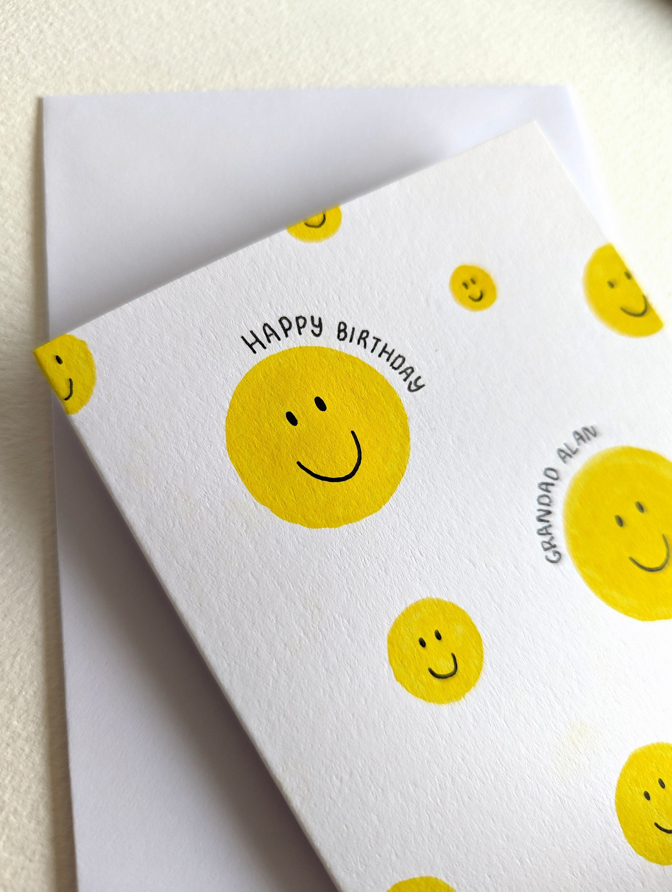 Personalised Smiley Faces Greetings Card, Hand Painted Birthday Card ...