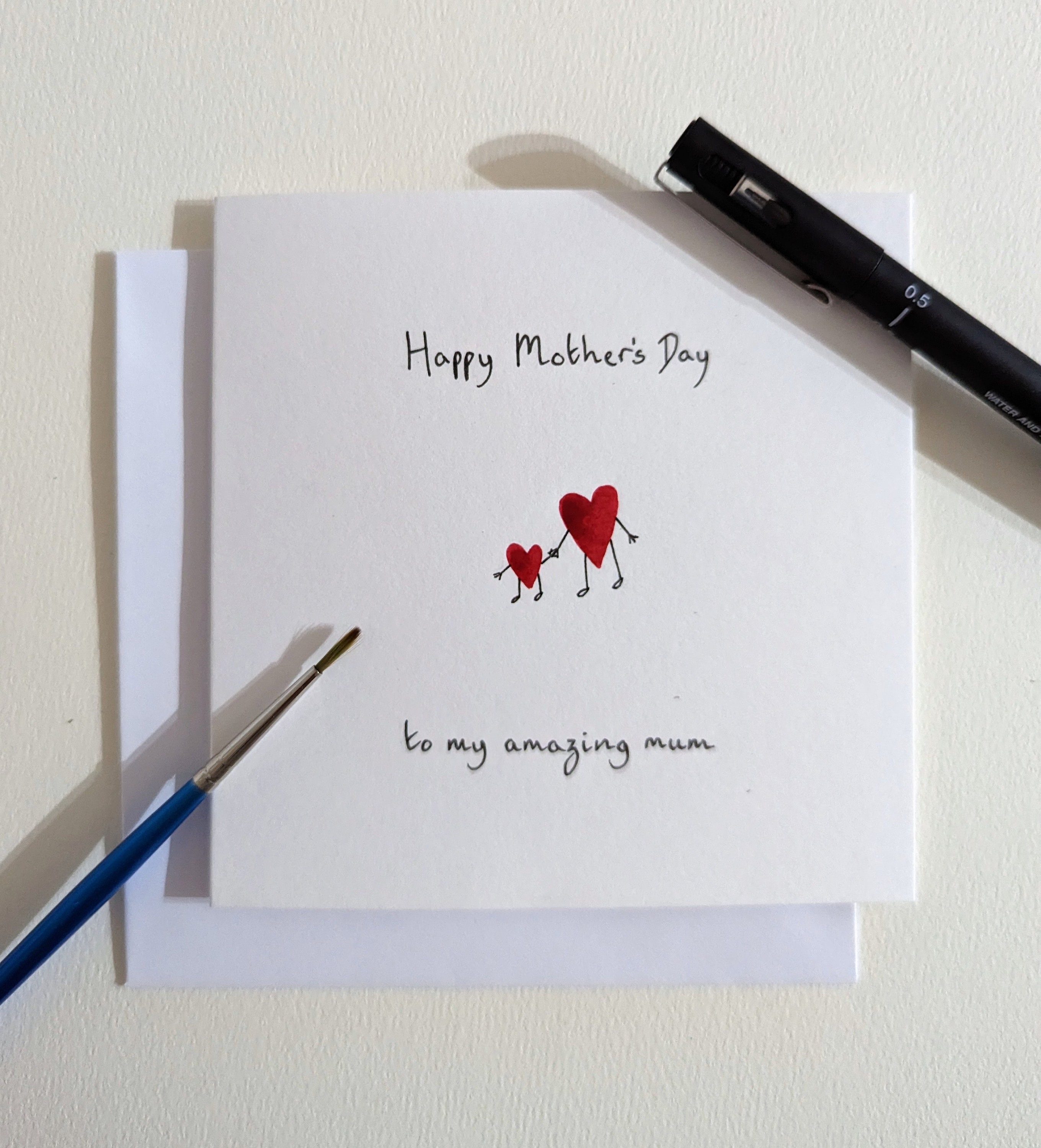 Personalised Hearts Mother's Day Card, Greeting of Your Choice, Two ...