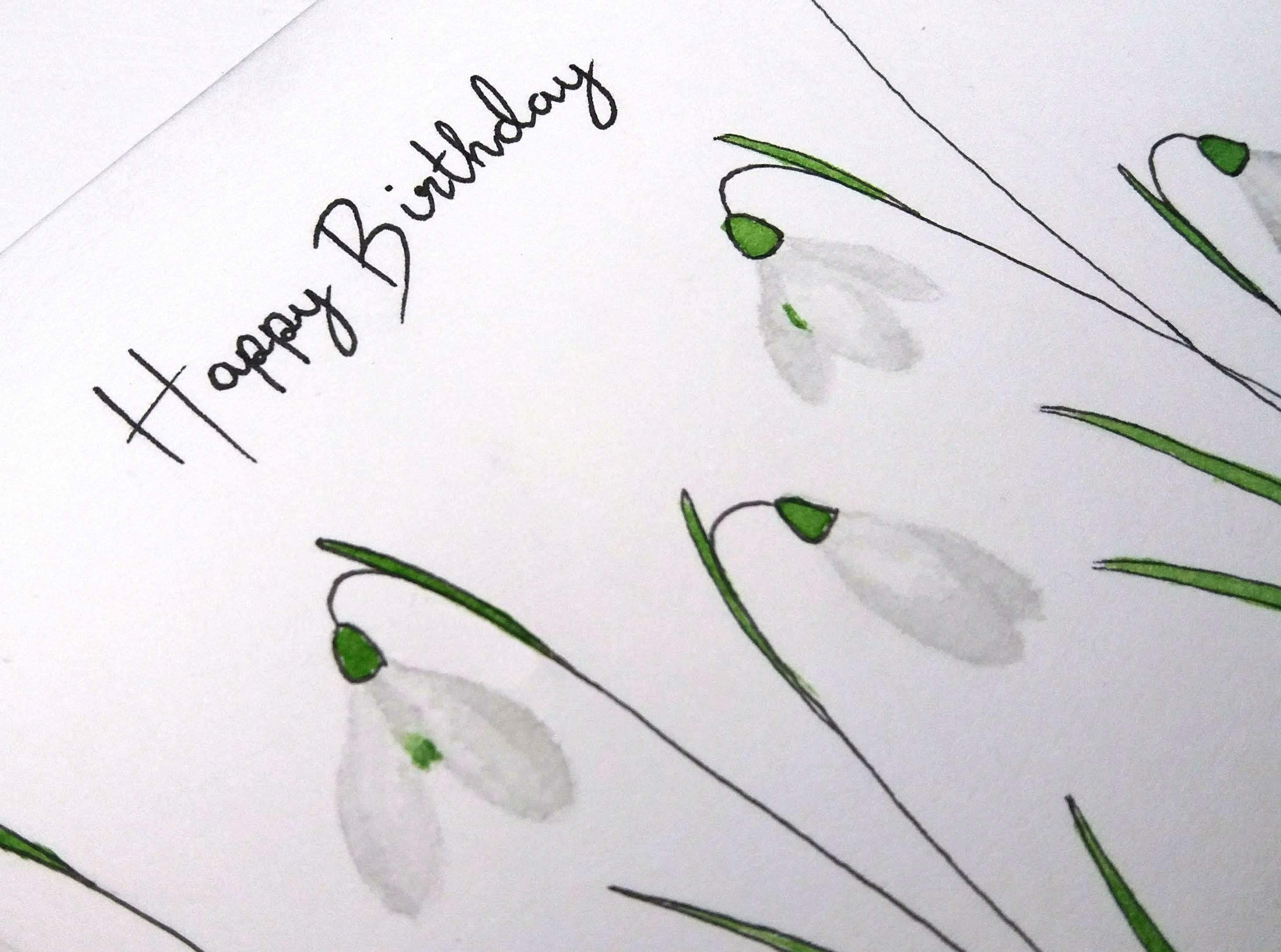 Hand Painted Snowdrops Greetings Card, Custom Watercolour and Ink ...
