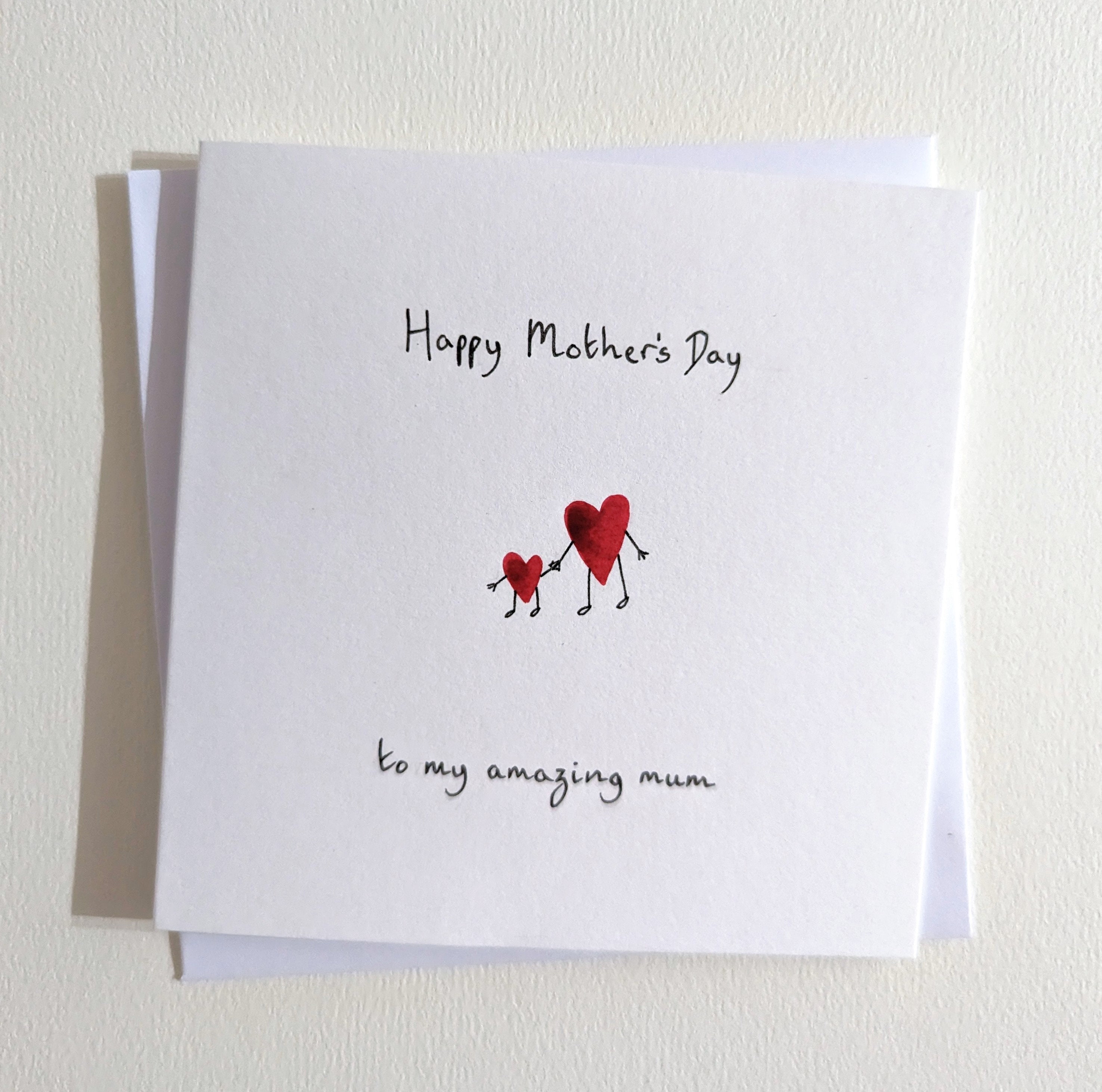 Personalised Hearts Mother's Day Card, Greeting of Your Choice, Two ...