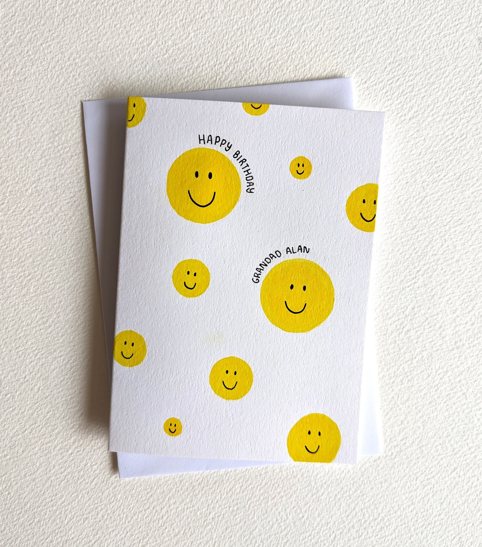 Personalised Smiley Faces Greetings Card, Hand Painted Birthday Card ...