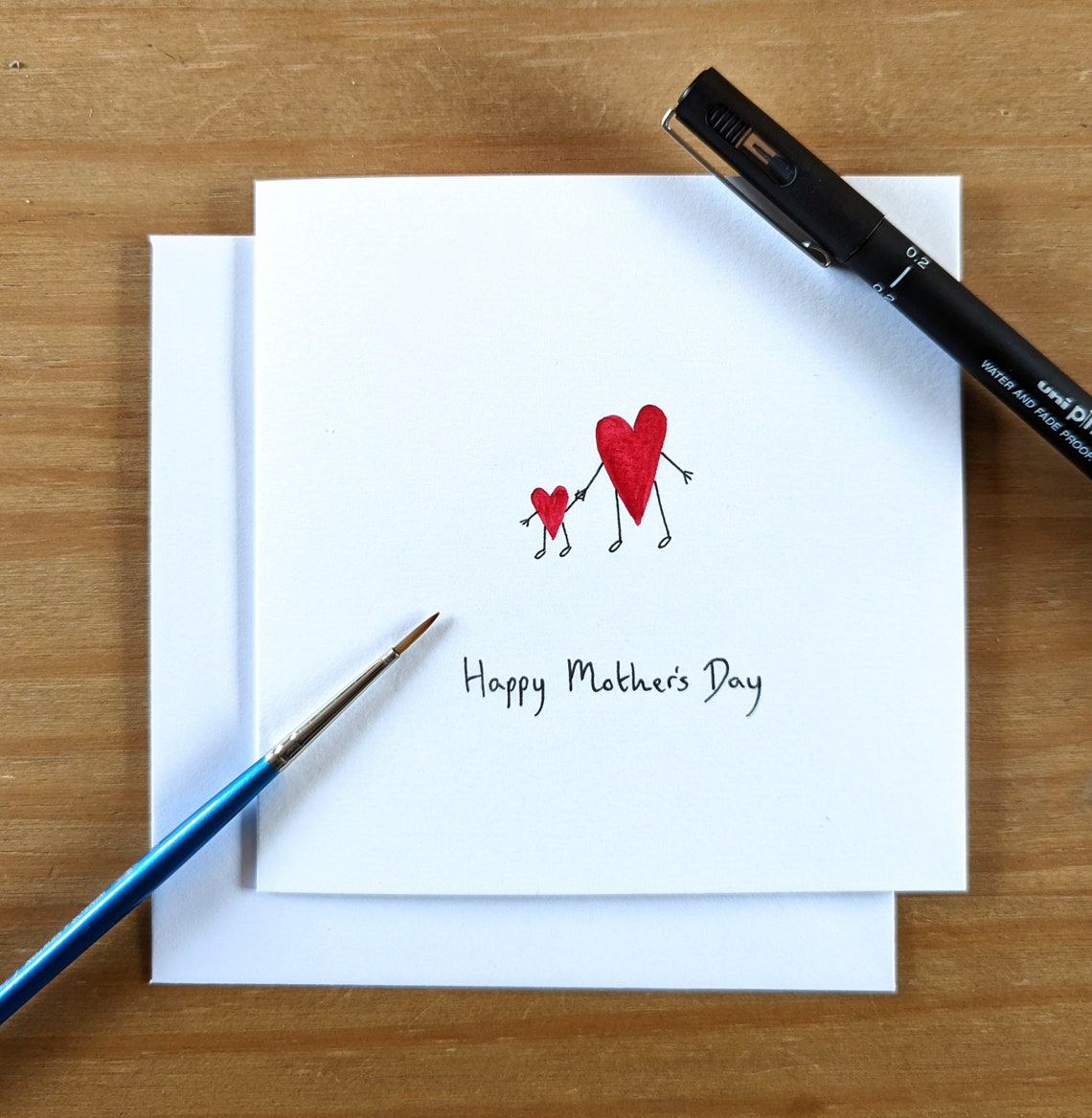 Personalised Hearts Mother's Day Card, Greeting of Your Choice, Two ...