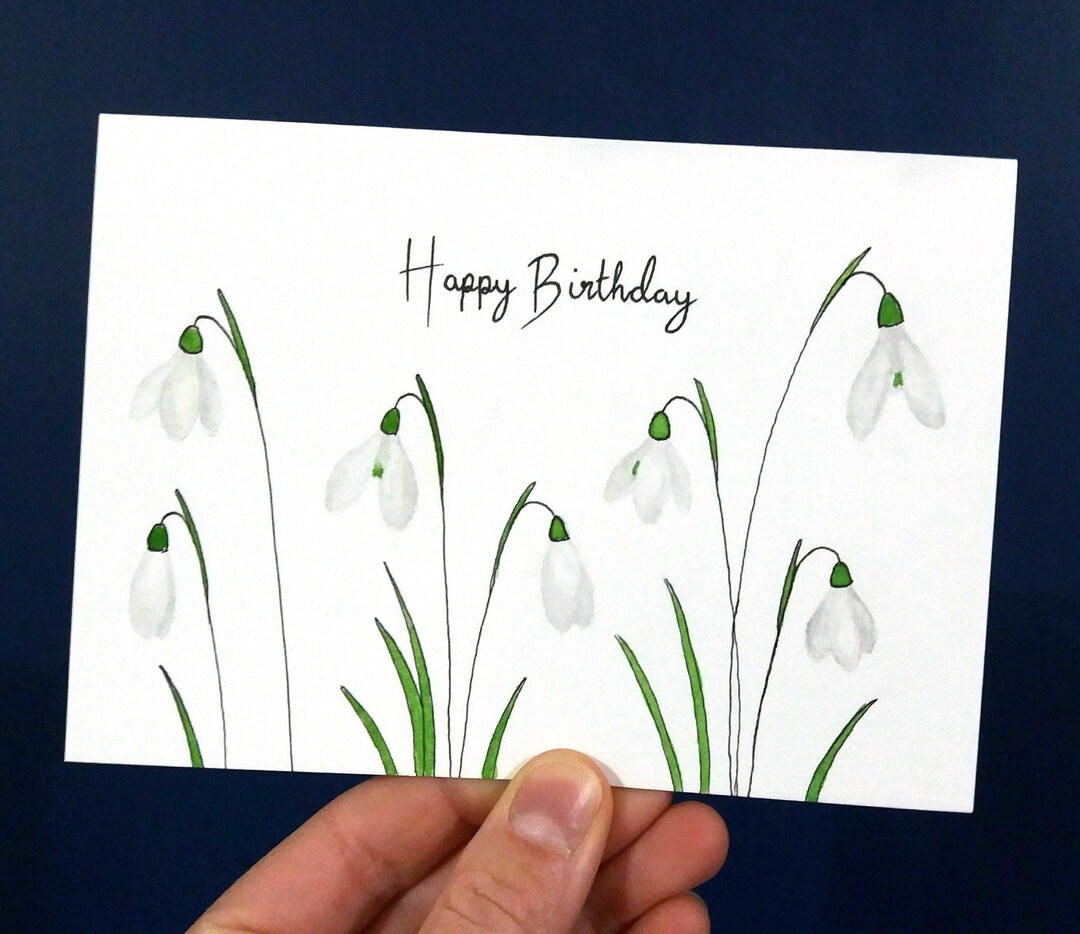 Hand Painted Snowdrops Greetings Card, Custom Watercolour and Ink ...