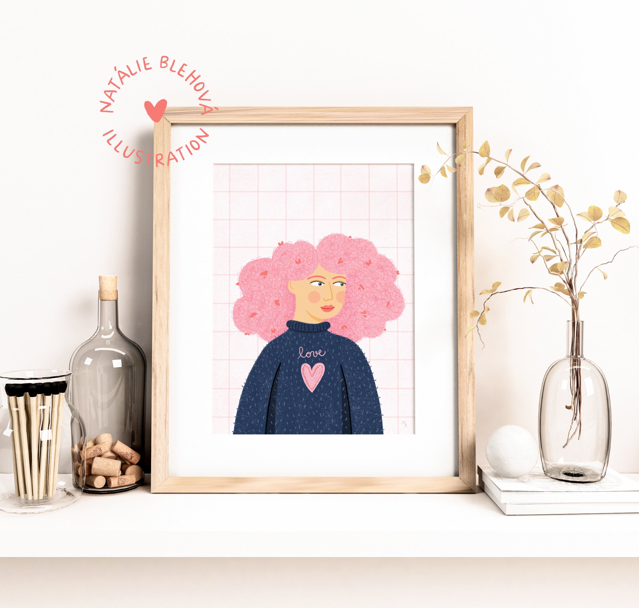 Cotton Candy Lady Art Print - Size A5 or A4 - Digital Illustration ...