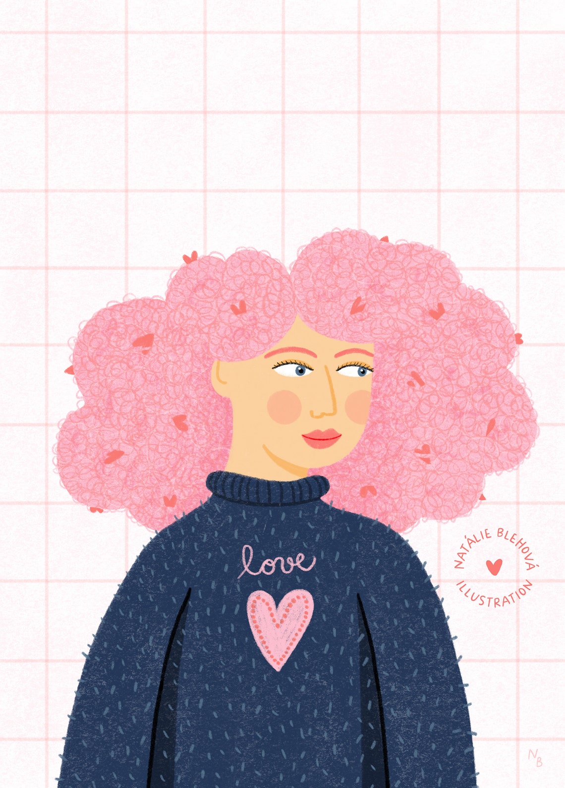 Cotton Candy Lady Art Print - Size A5 or A4 - Digital Illustration ...