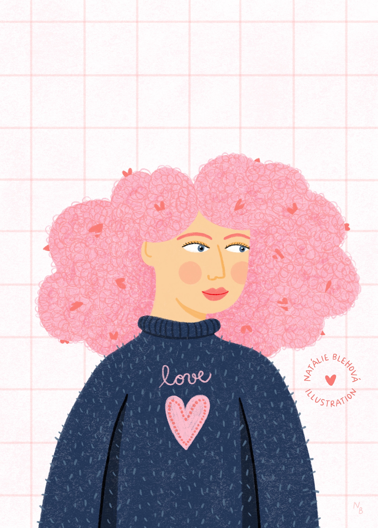 Cotton Candy Lady Art Print - Size A5 or A4 - Digital Illustration ...