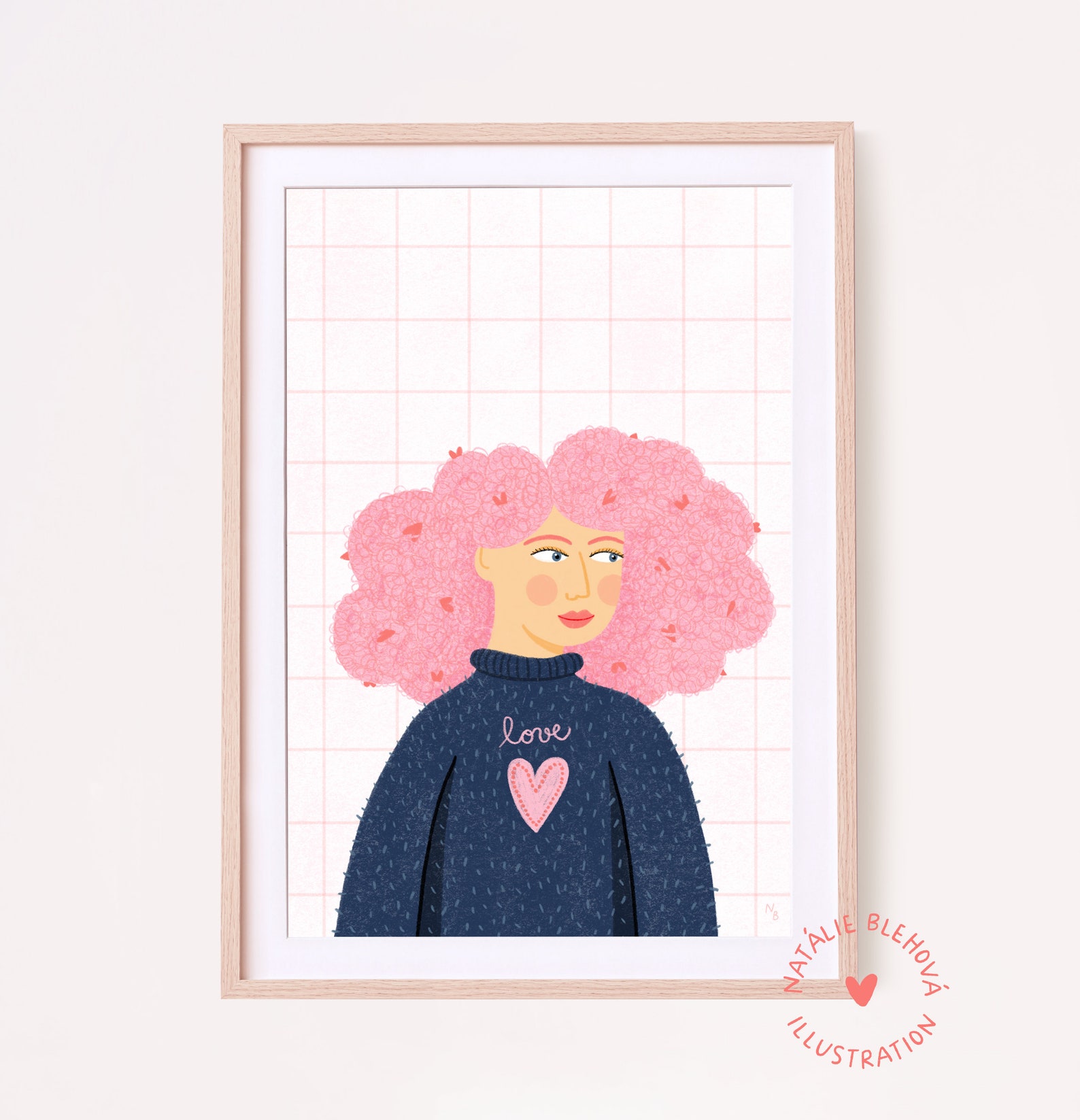 Cotton Candy Lady Art Print - Size A5 or A4 - Digital Illustration ...