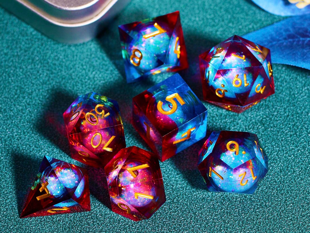 New Arrivals Red Blue Liquid Core Dnd Dice Set, Collector's Favorite ...