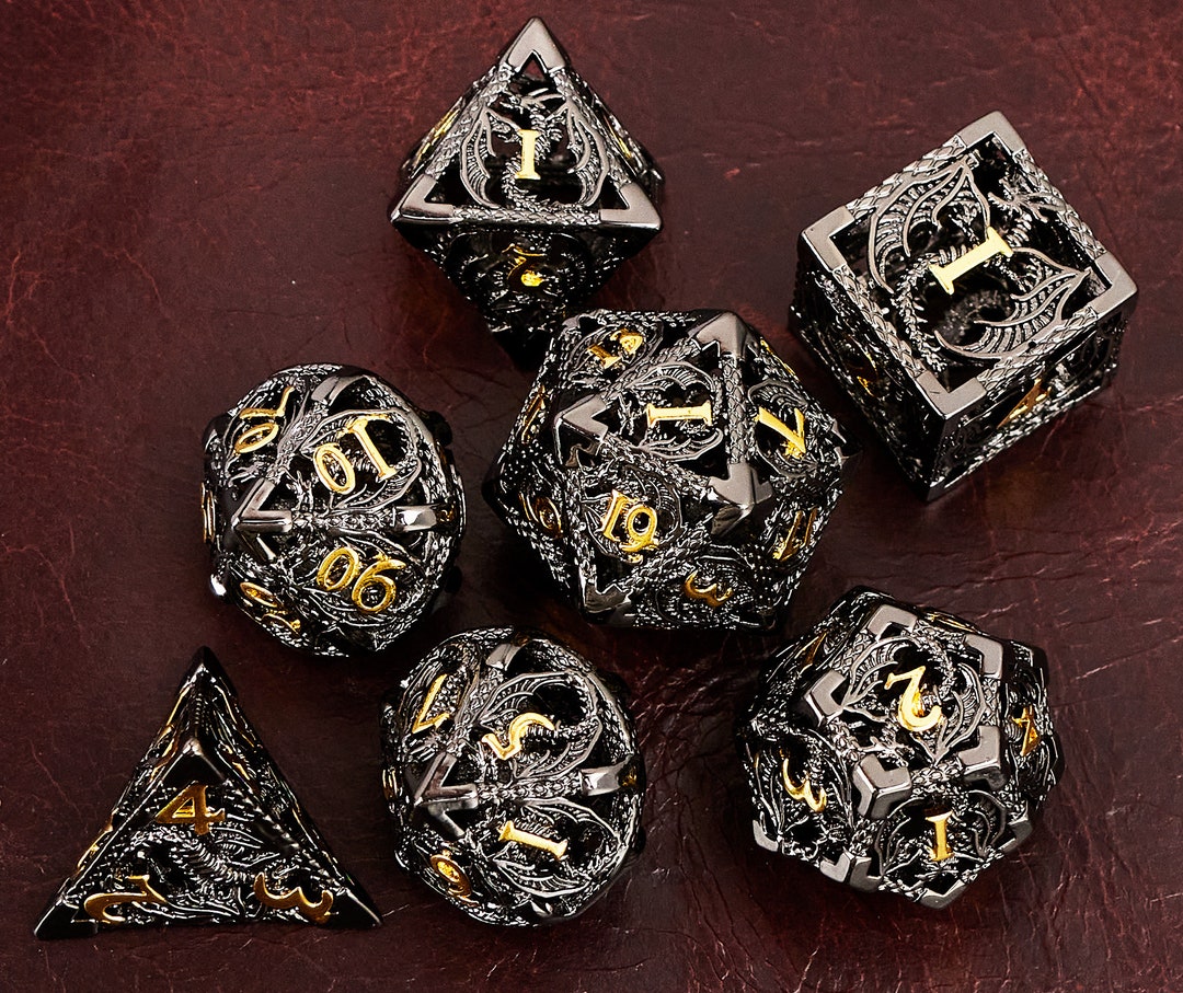 Aluminum Dnd Dice Set for Dnd Gifts Hollow Dragon Metal Dice - Etsy