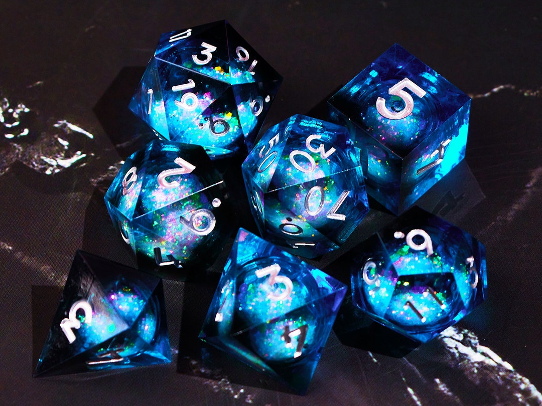 Blue Black Dnd Dice Set Liquid Core for Role Playing Games , Galaxy ...